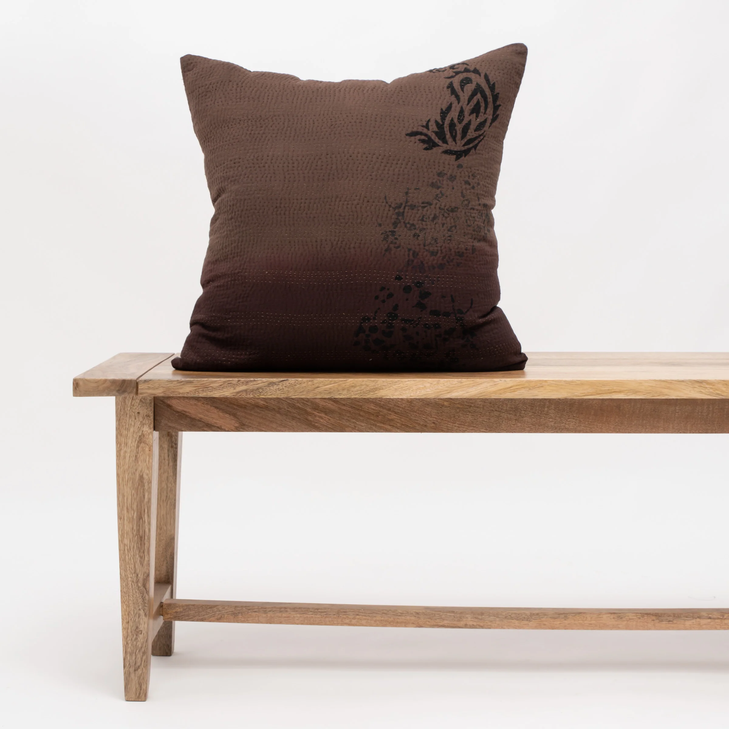 Vintage Fray Patch & Ombre Kantha Pillow Sham -Chocolate - – Mieko ...