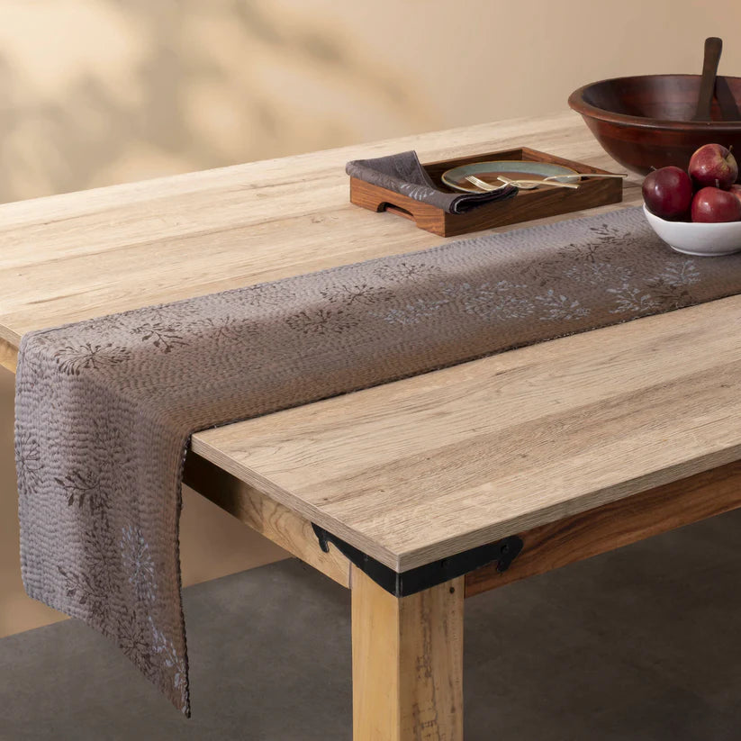 Vintage Fray Patch & Ombre Kantha Table Runner -Chocolate - – Mieko ...