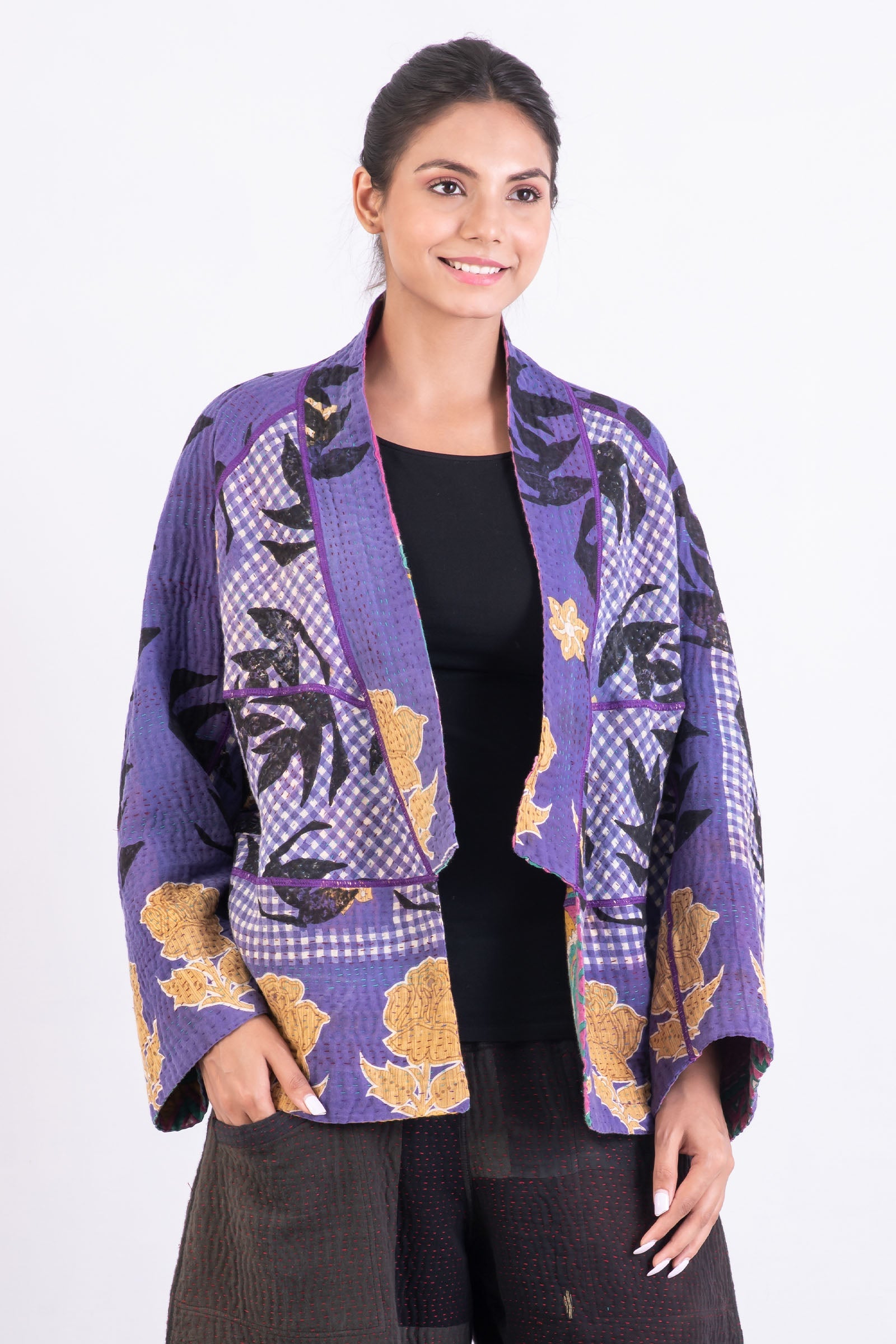 VINTAGE COTTON KANTHA DOLMAN SHORT JKT - cv4015-0024l - – Mieko Mintz ...