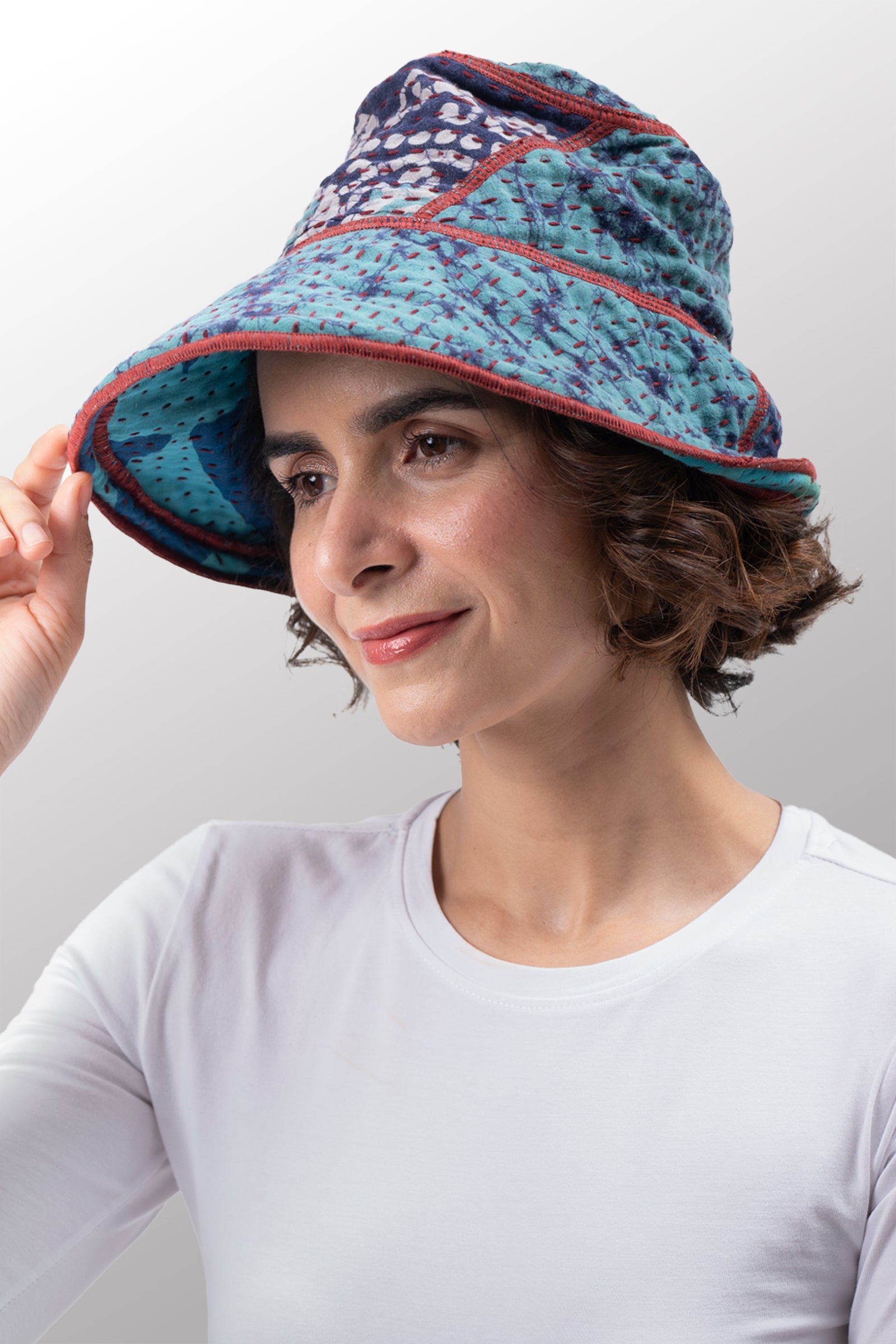 VINTAGE COTTON BBK KANTHA CIRCULAR CUT BRIM HAT - bb4882-0001a ...