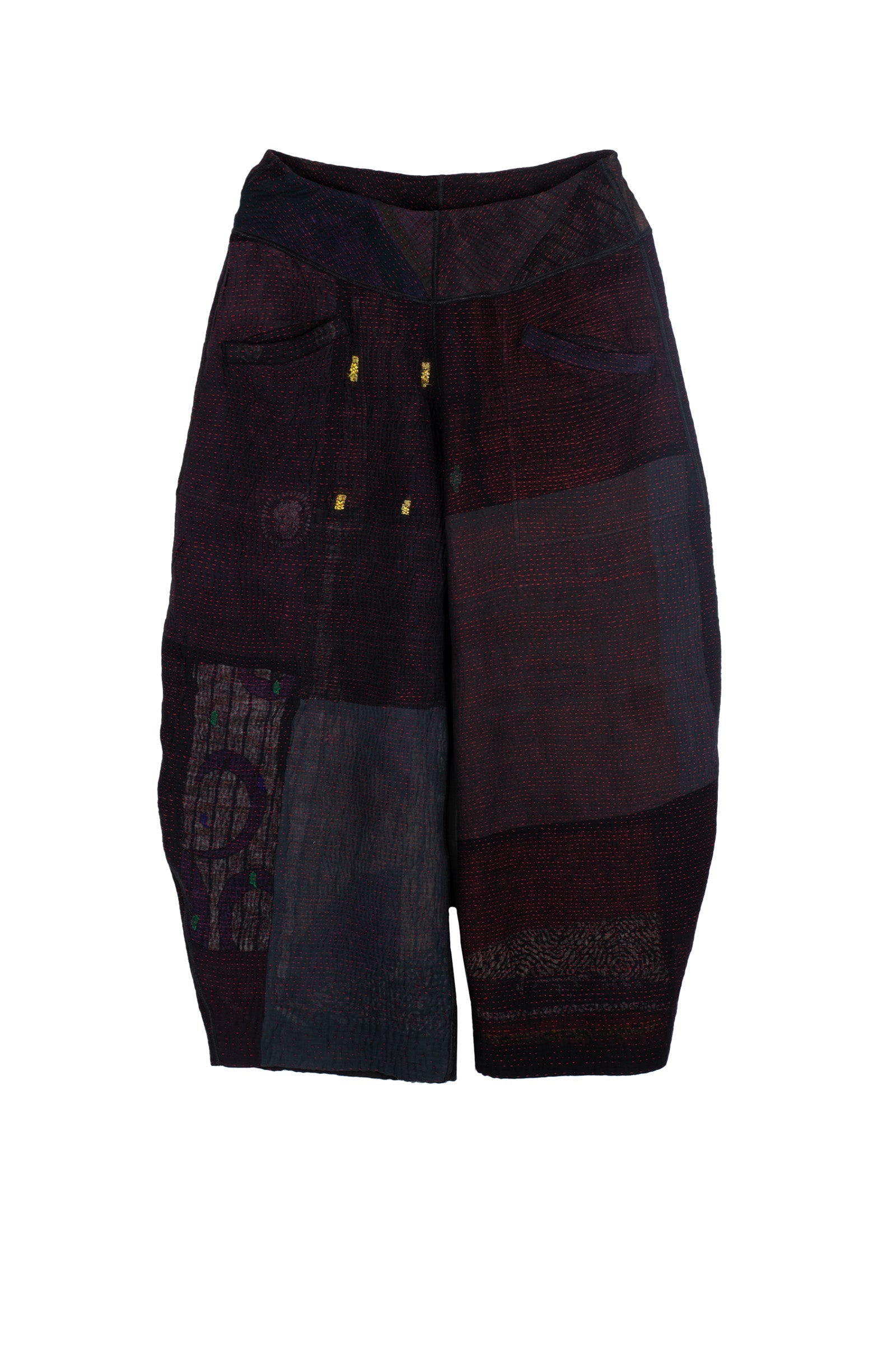 MUJI PATCH KANTHA LANTERN PANTS - mp4634-blk - – Mieko Mintz US Retail