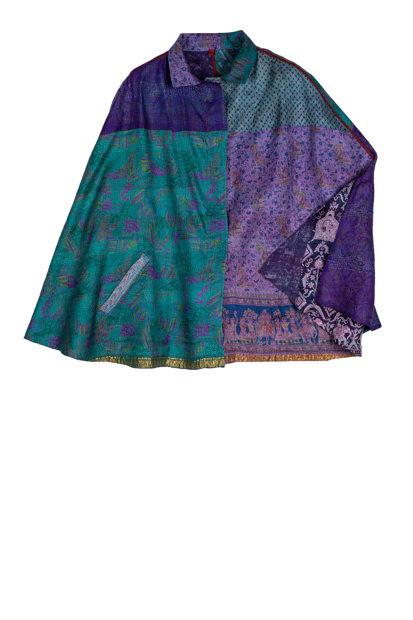 VINTAGE SILK KANTHA MANTLE - sv2069-0002a - – Mieko Mintz US Retail