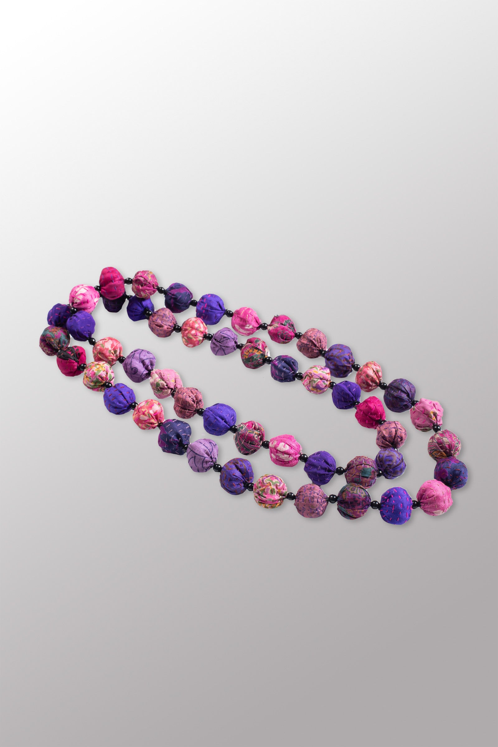 VINTAGE SILK KANTHA SMALL NUTS LONG NECKLACE - sv2706-ppl - – Mieko ...