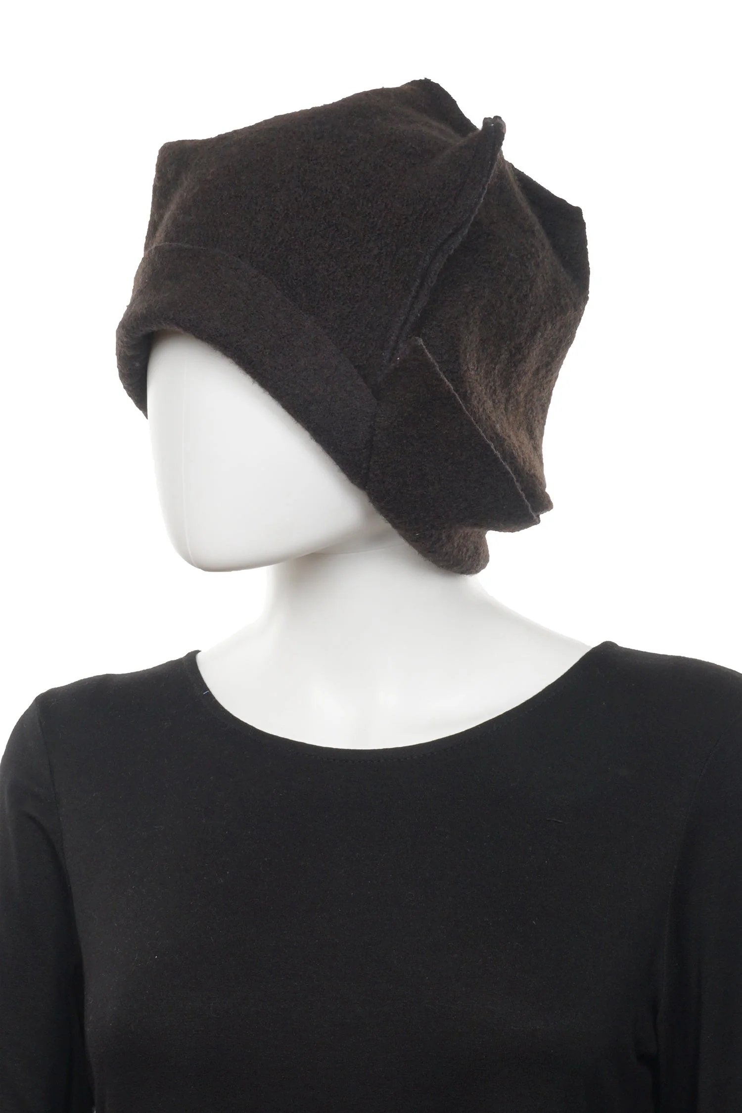 BOILED WOOL PERSIMMON HAT - wb1884-blk - – Mieko Mintz US Retail